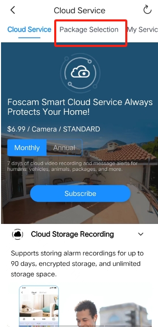 How to purchase Foscam 7*24H CVR cloud recording service via Foscam app ...